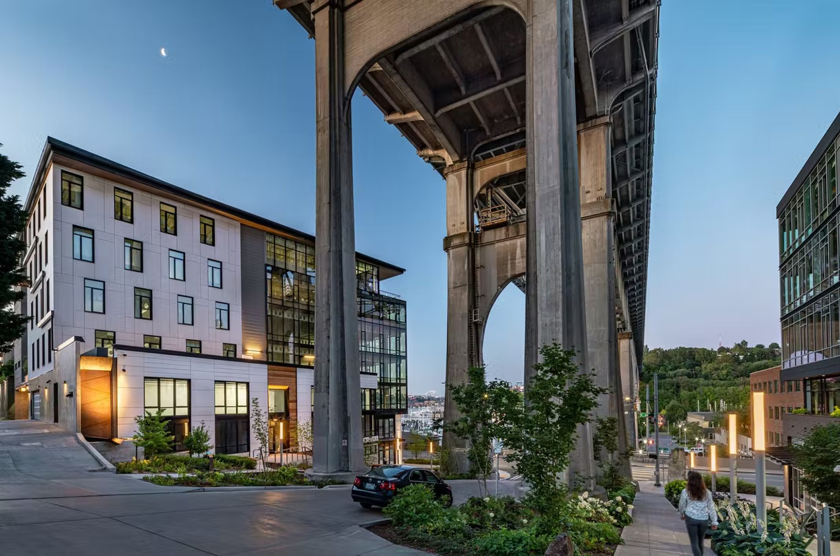 Seattle's Watershed building lends a hand to the bridge next door ...